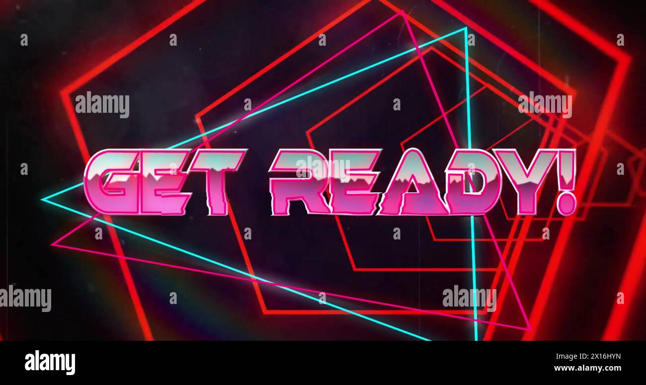 Image of get ready text over neon pattern Stock Photo - Alamy