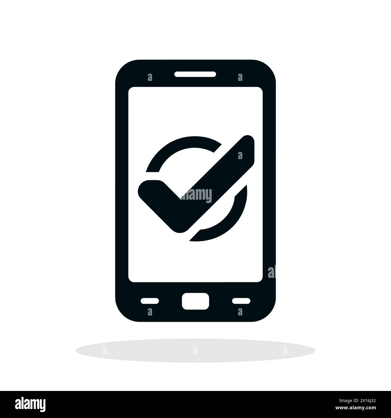 Phone with check mark icon. Black smartphone icon with check mark ...