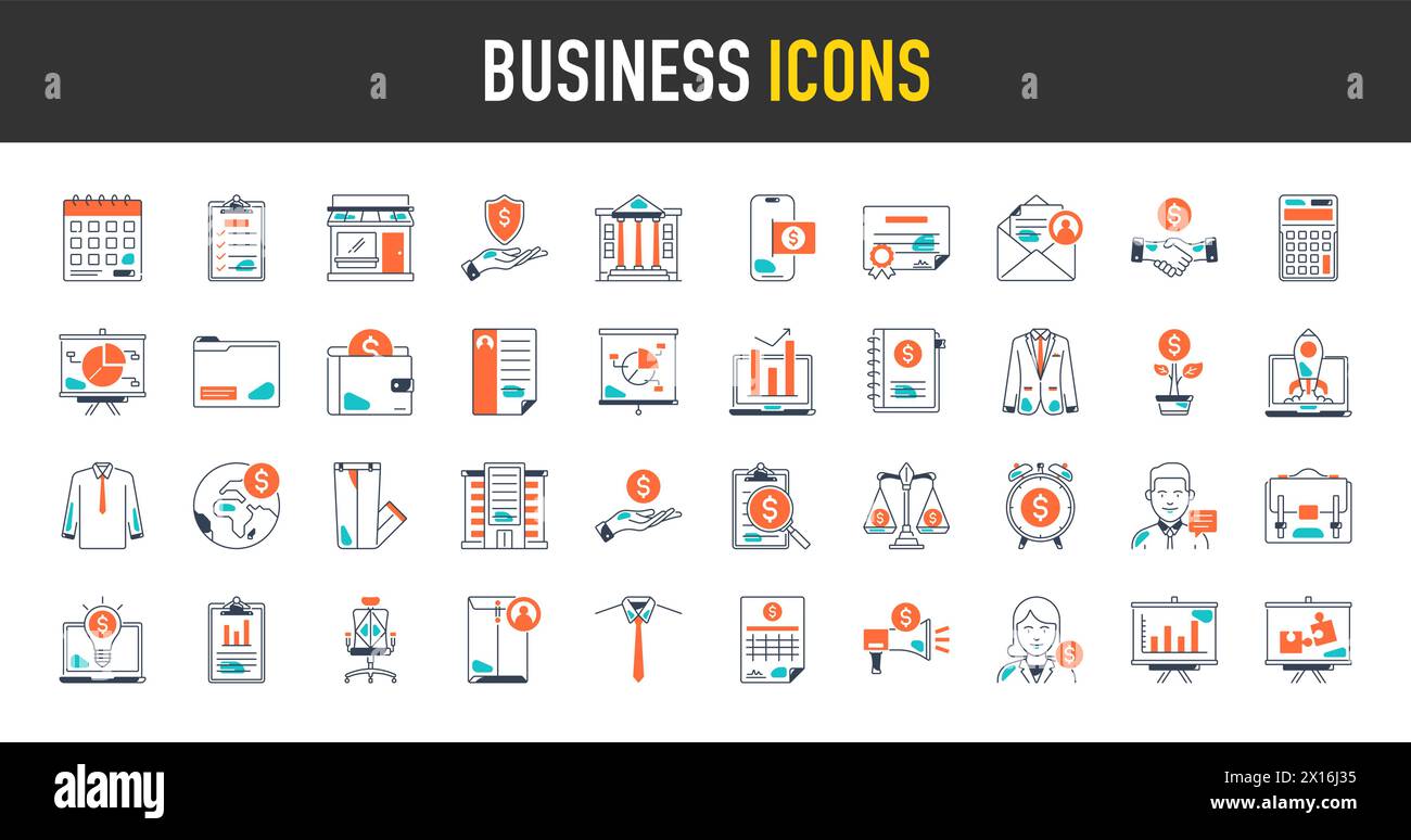 Set of Business icons. Business and Finance web icons premium style ...