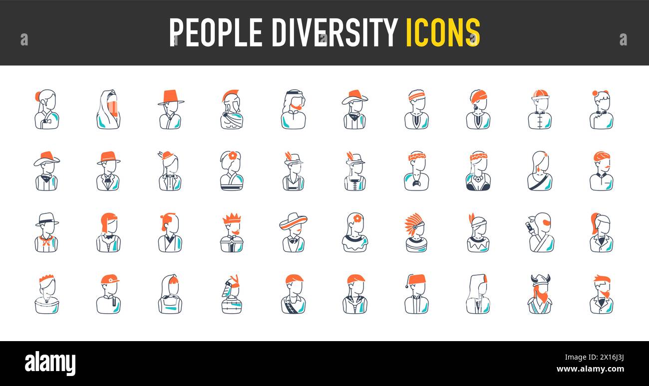 Set of people diversity vector Icons for web and app. People from ...