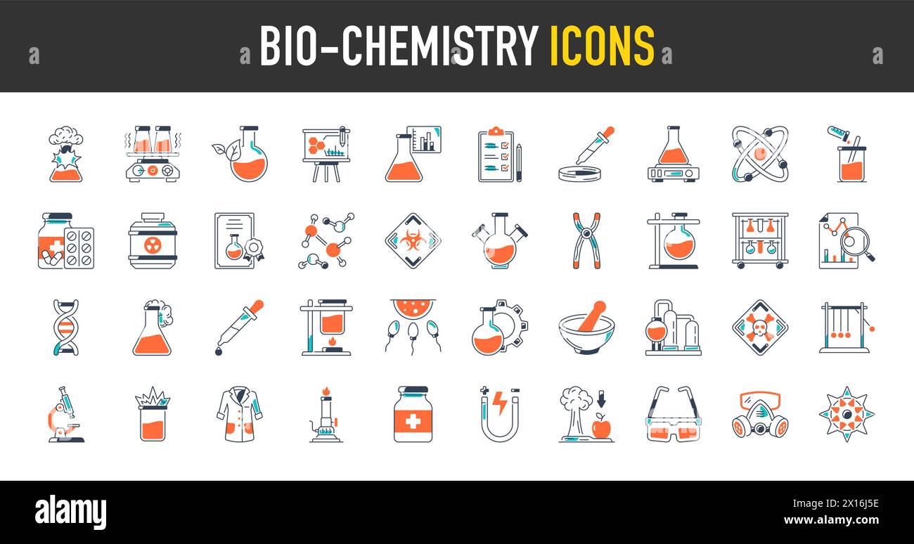 Set of biochemistry icons. Science, scientific activity elements - icon ...