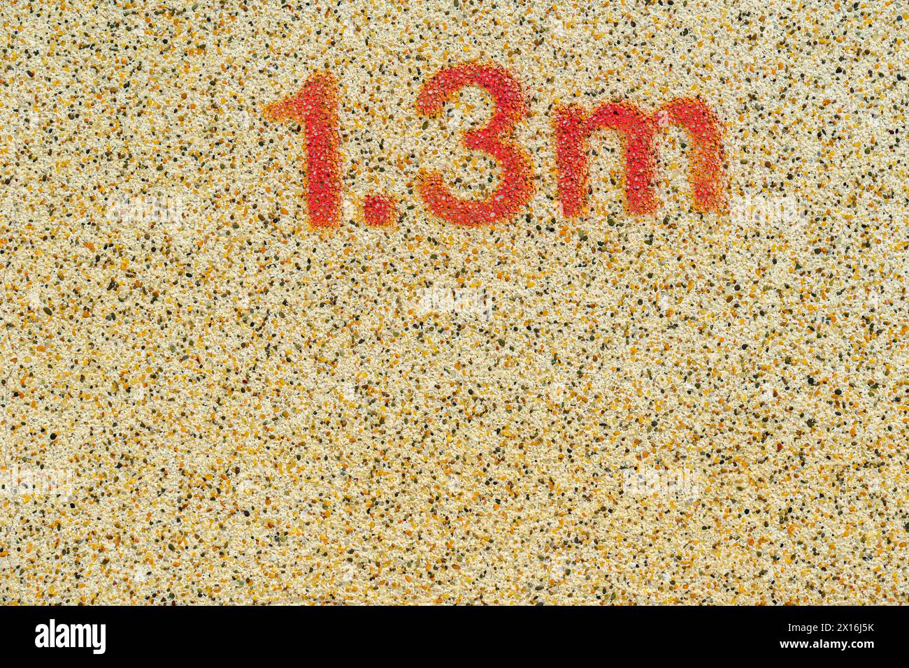 Entrance to the pool with a depth indication of 1.3 meters Stock Photo ...