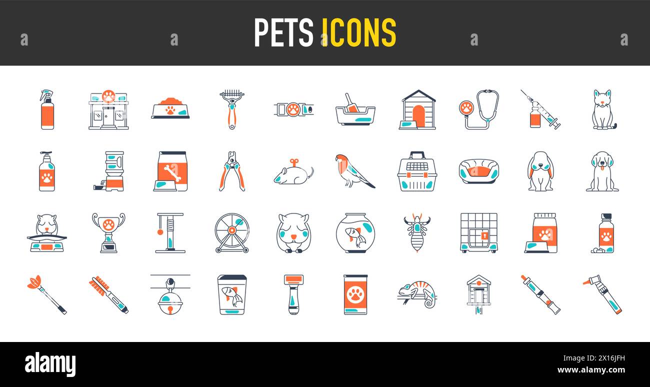 Pet, vet, pet shop, types of pets - minimal thin web icon set. icons ...