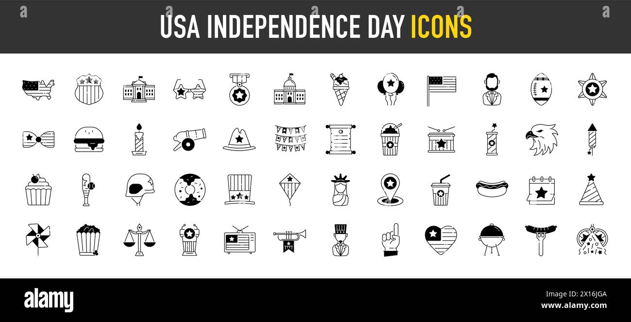 USA Independence Day celebration vector icons Stock Vector Image & Art ...