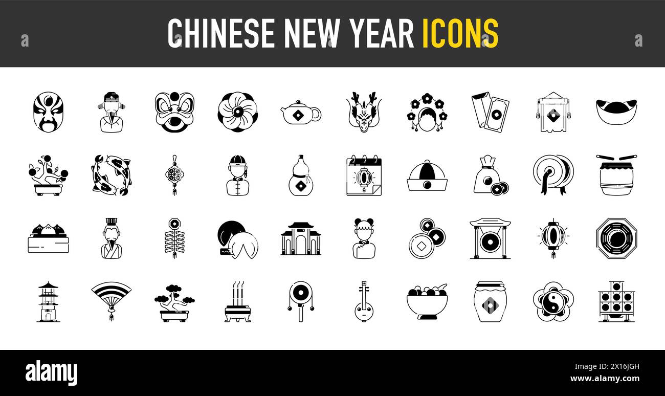 Lunar year icons. Chinese new year icon. Vector illustration Stock ...