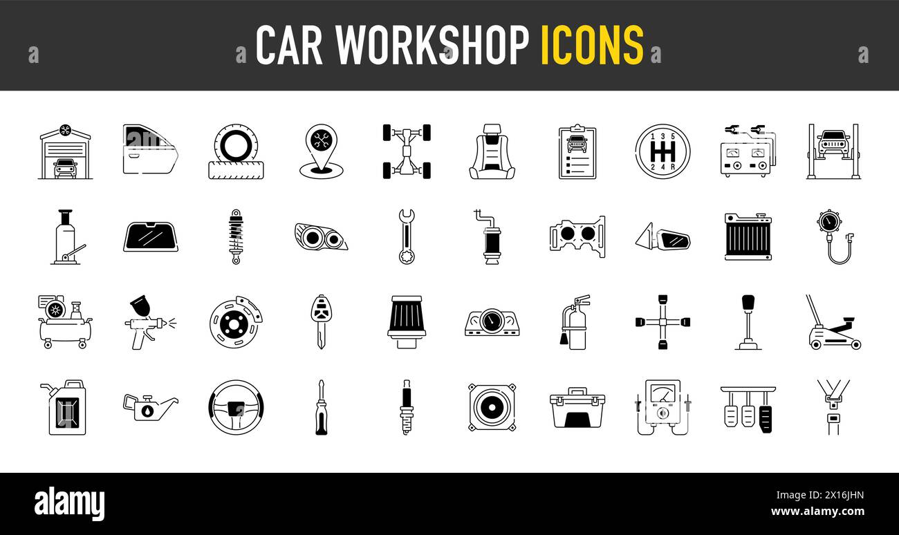 Set of related to car workshop, auto, automobile. Icon collection ...