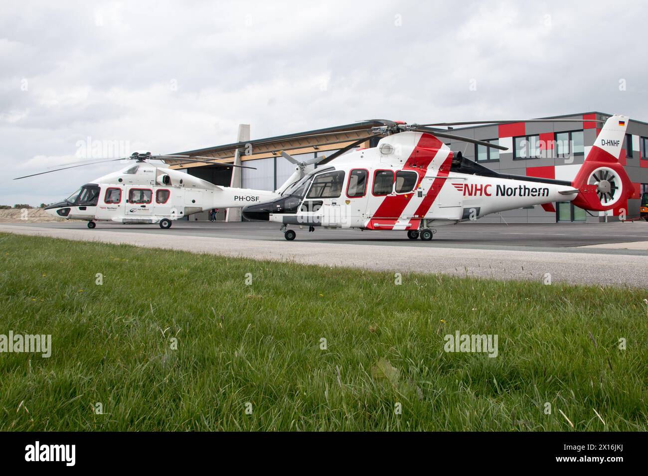 Norddeich, Germany. 15th Apr, 2024. Two helicopters from Northern ...