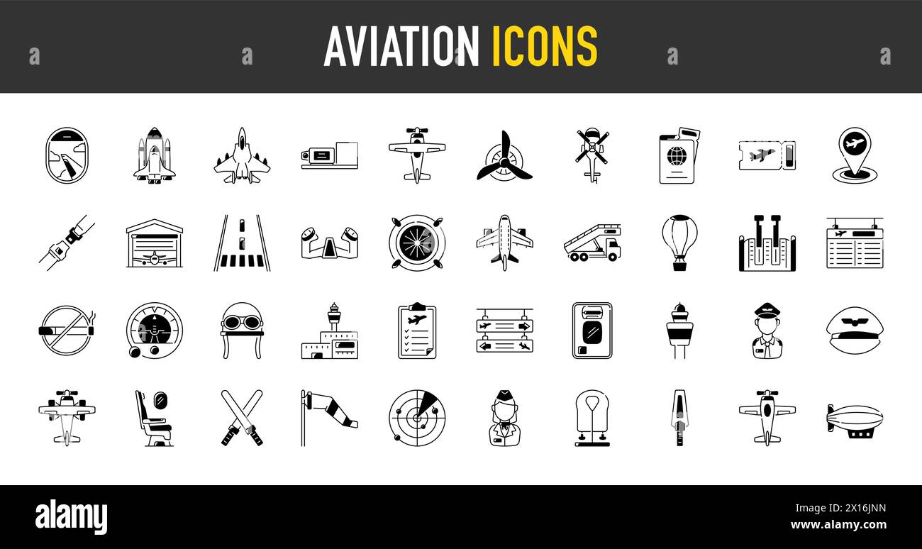 Set of airport icons. vector icon set such as takeoff, runway, air ...