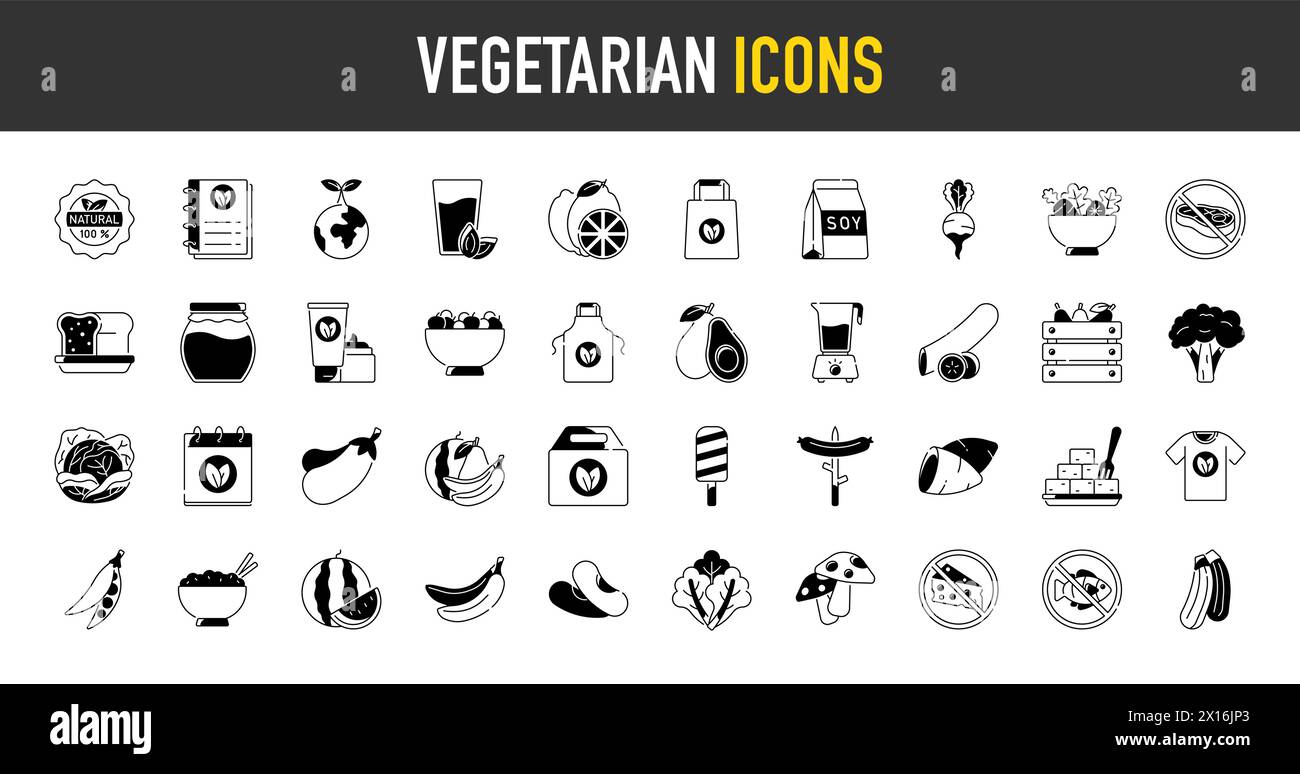 Vegetarian, vegetable, veggies - minimal web icon set. Included the ...