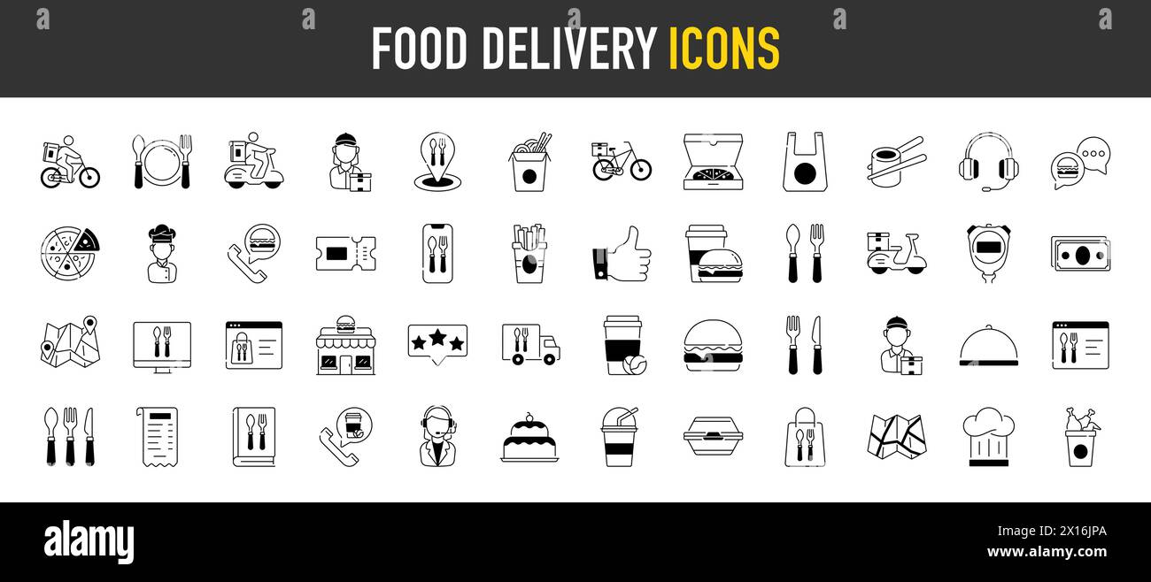 Food delivery icons. Vector illustration included icon as door ...