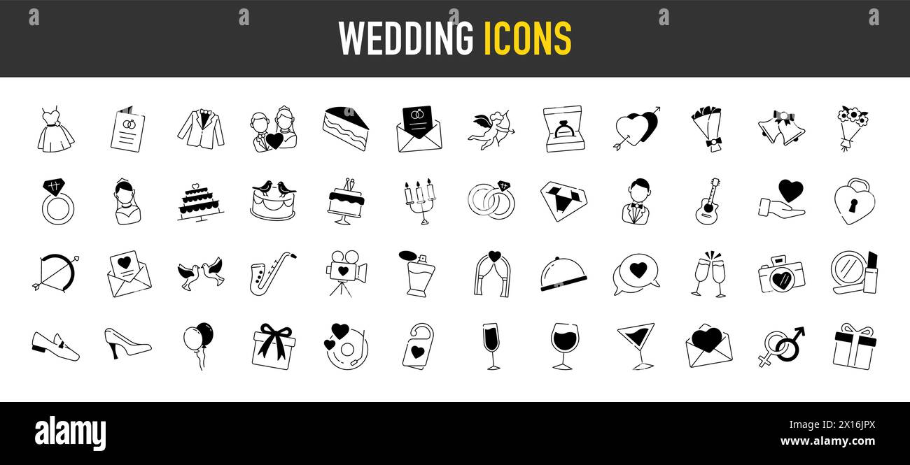 Collection of wedding icon set - Premium style vector illustration ...