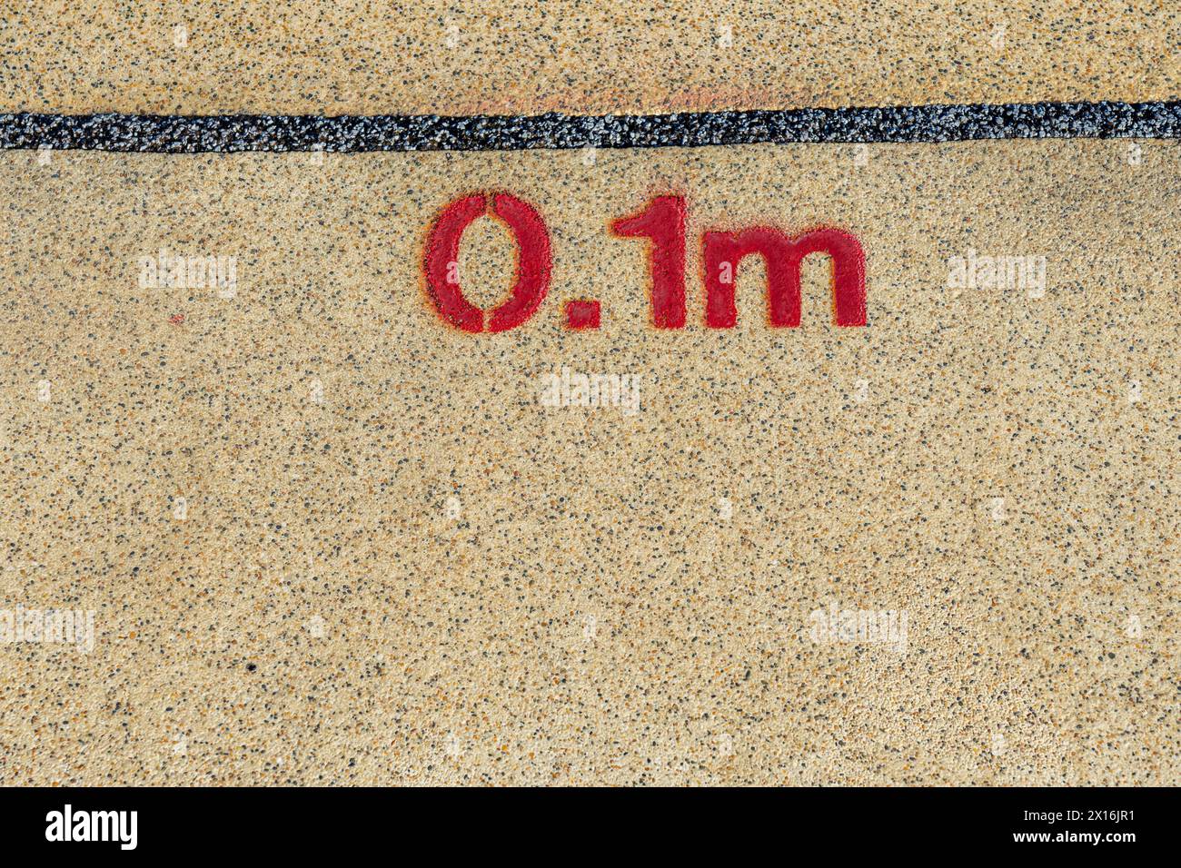 Entrance to the pool with a depth indication of 0.1 meters Stock Photo ...