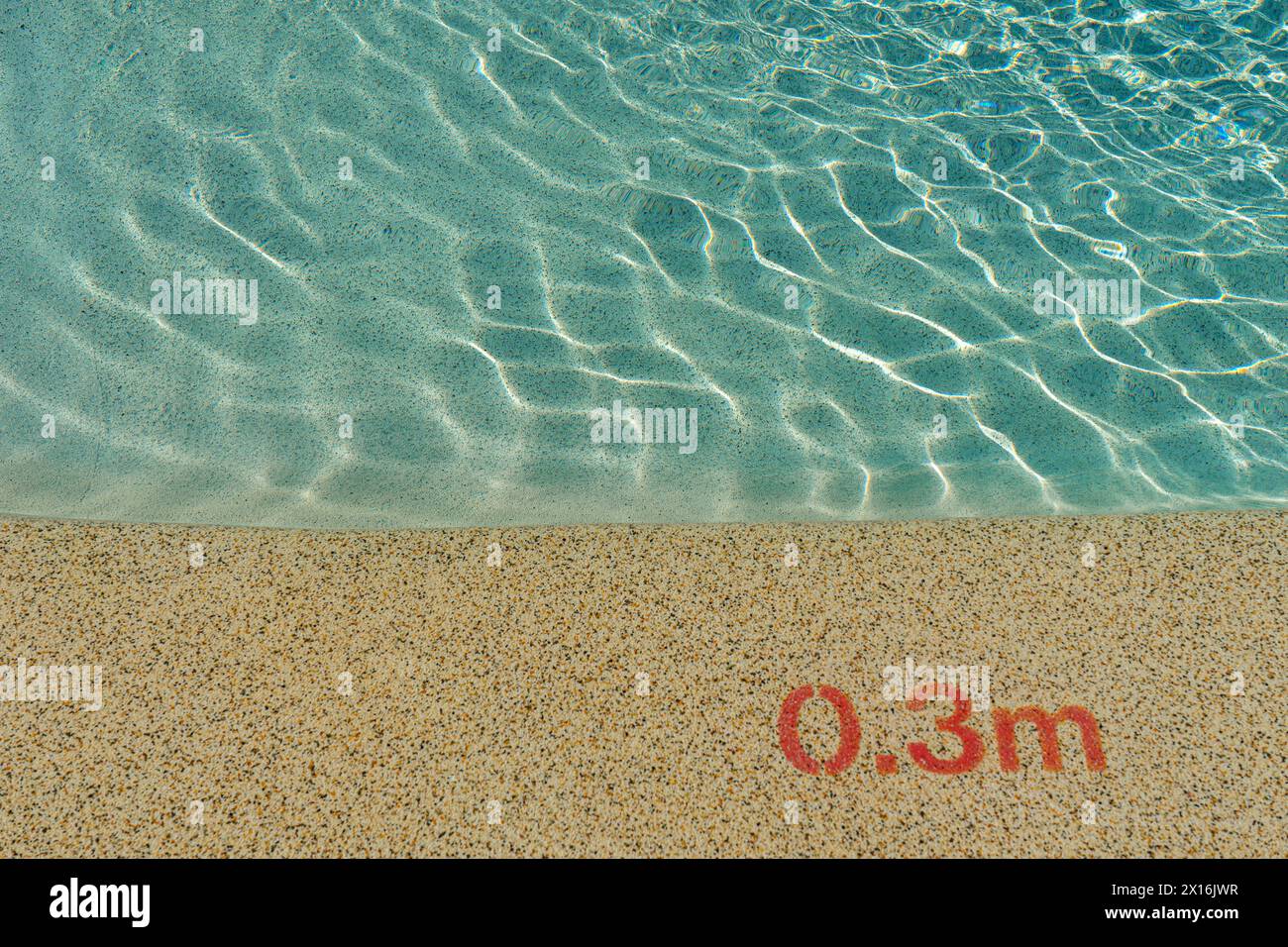 Entrance to the pool with a depth indication of 0.3 meters Stock Photo ...