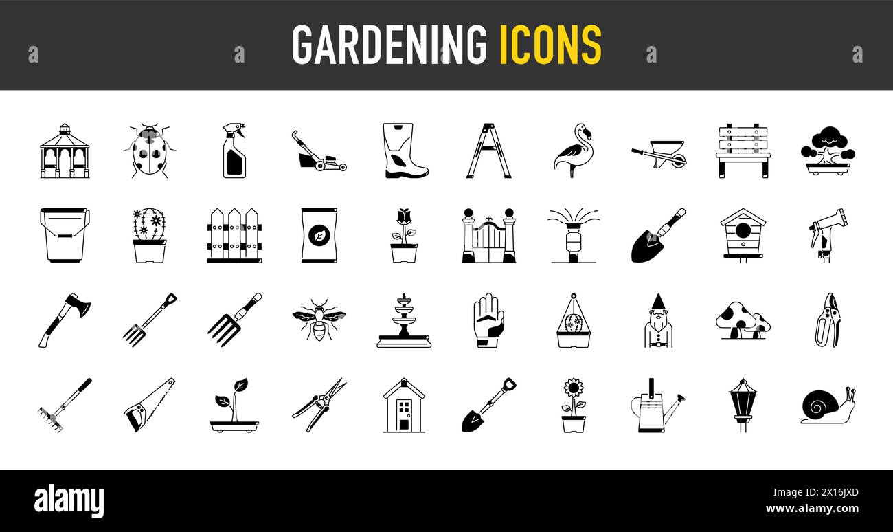 Set of gardening and farming icons vector illustration Stock Vector ...