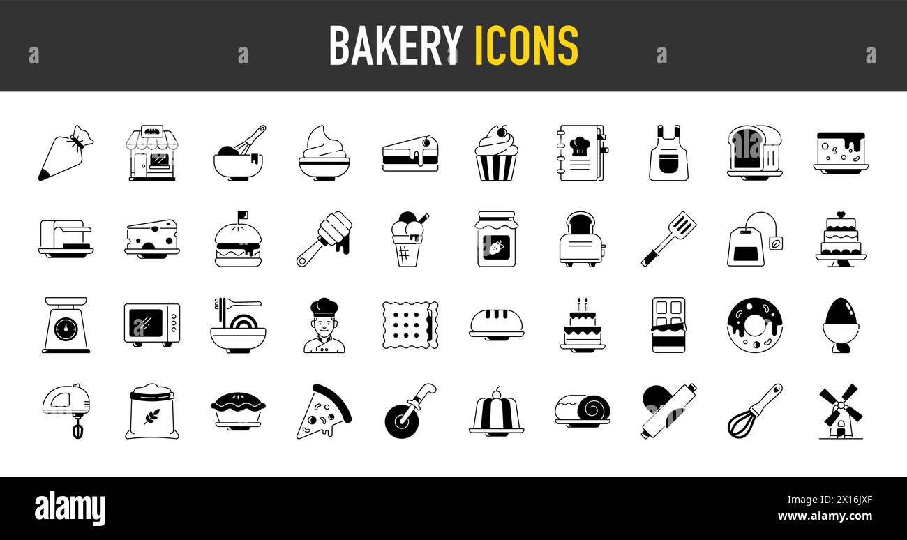 Bakery icons. Minimal thin web and app icon set. Simple vector ...