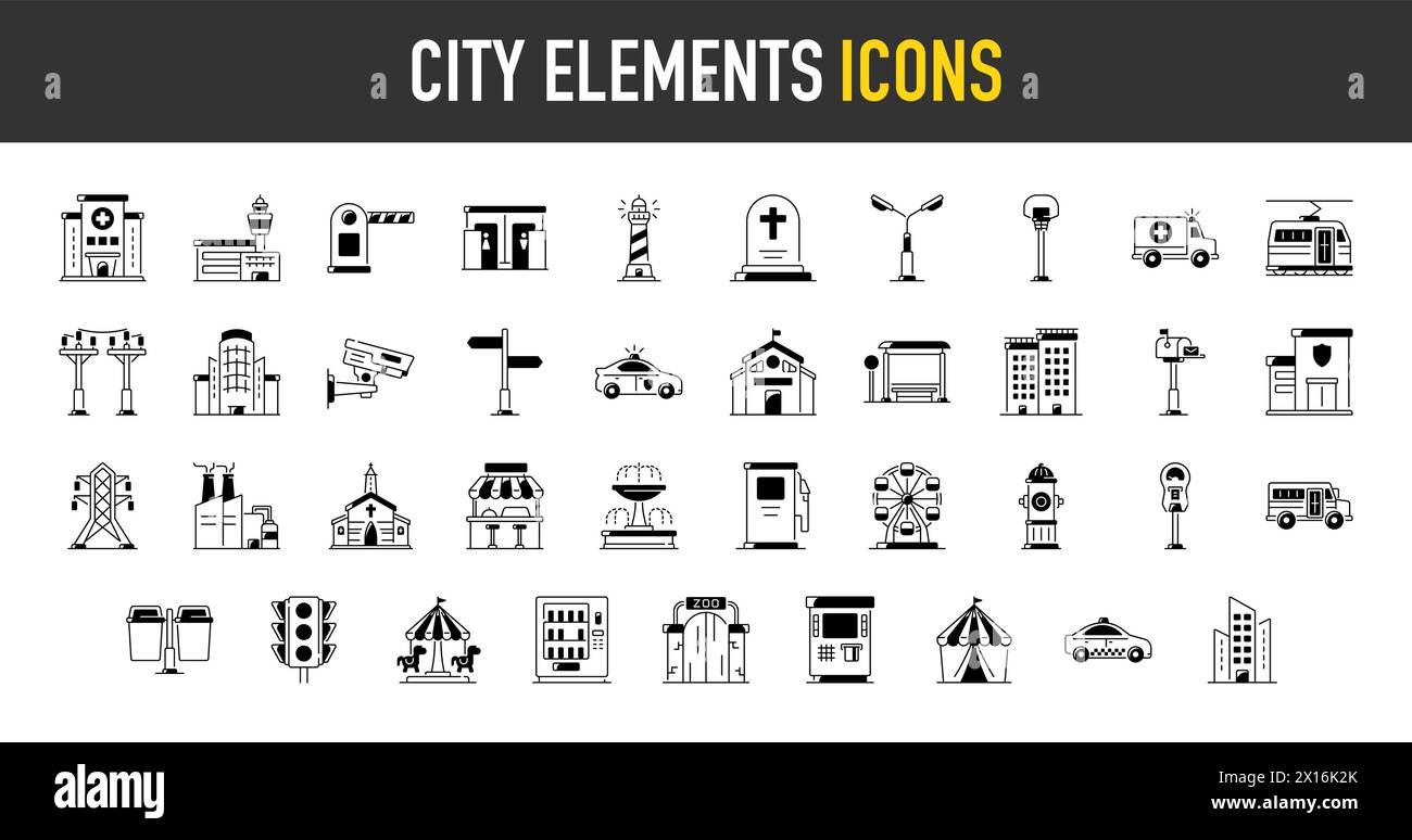 City elements Icons bundle. Premium style Icon. Vector illustration ...