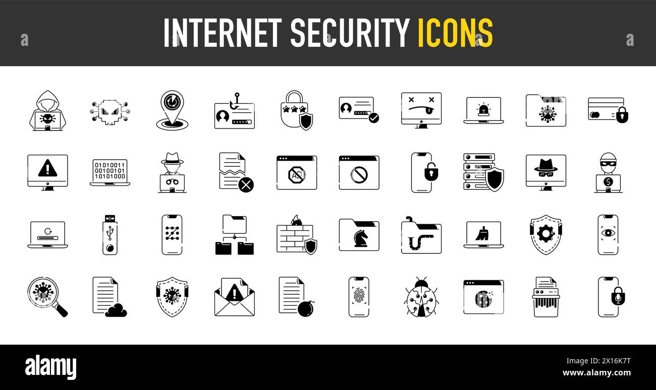 Set of 40 icons related to internet security, IOT, internet of things ...