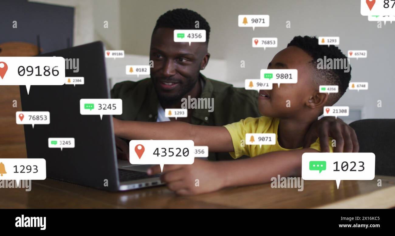 Animation media icons over african hi-res stock photography and images - Alamy