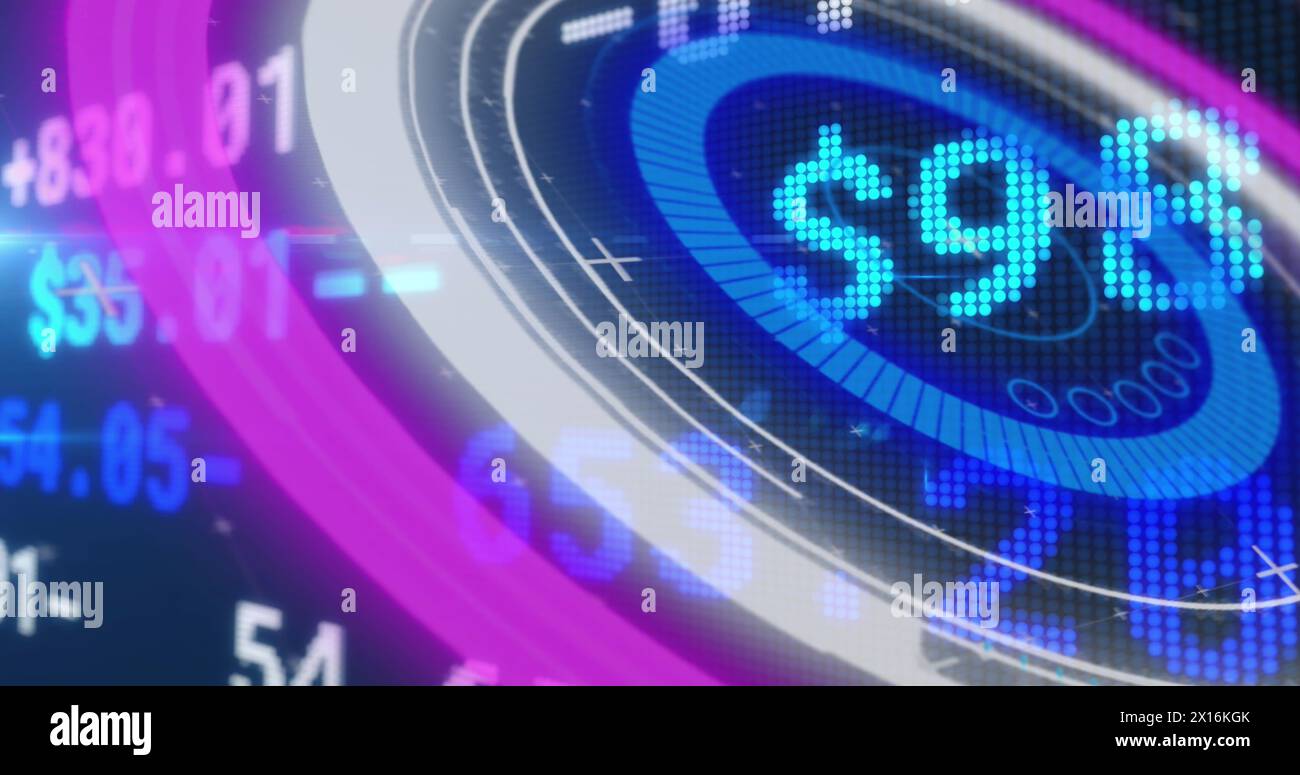 Image of scope scanning over stock market Stock Photo - Alamy