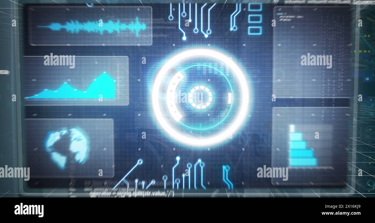 Image of digital scope over server room Stock Photo - Alamy