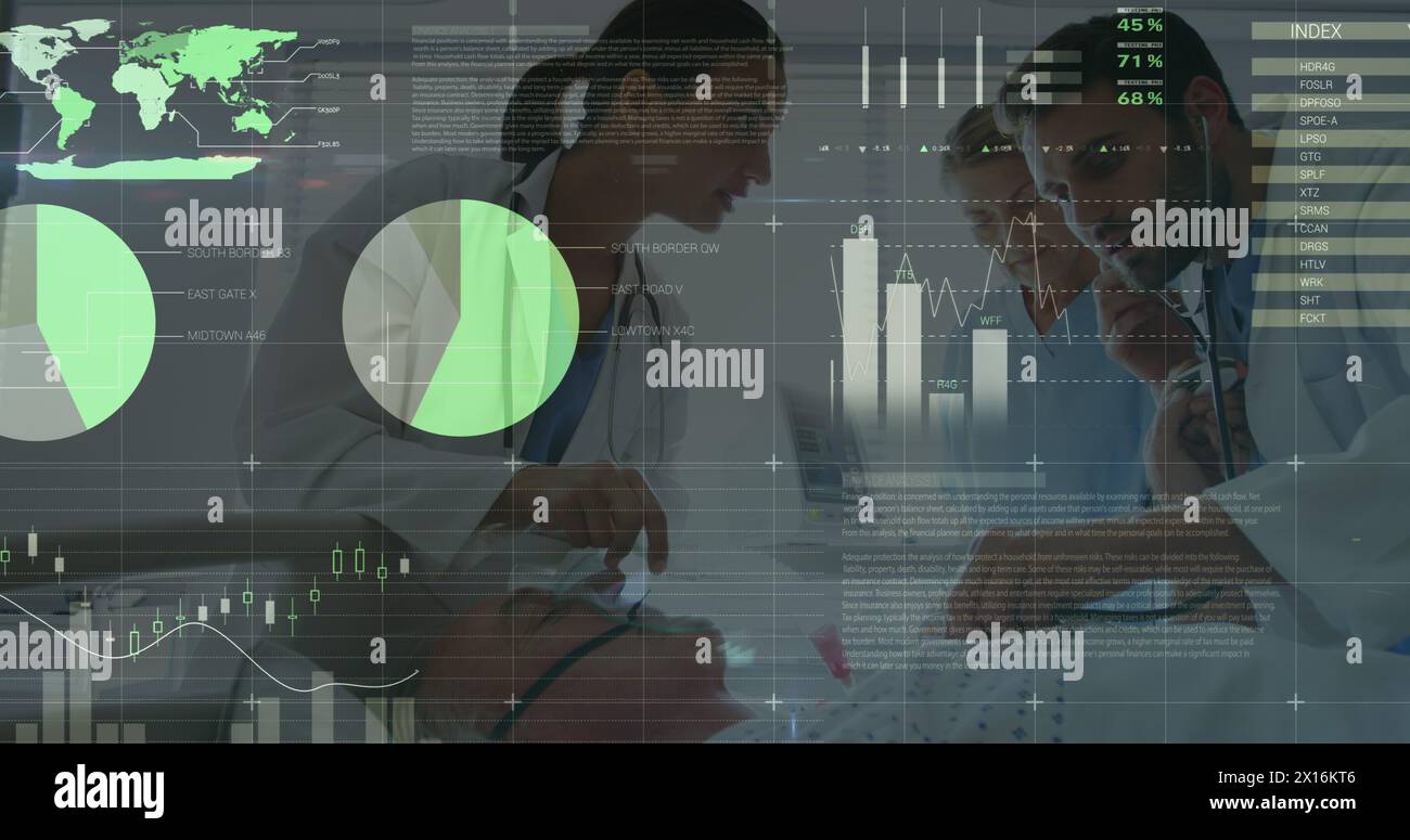 Image of data processing over diverse doctors talking Stock Photo - Alamy