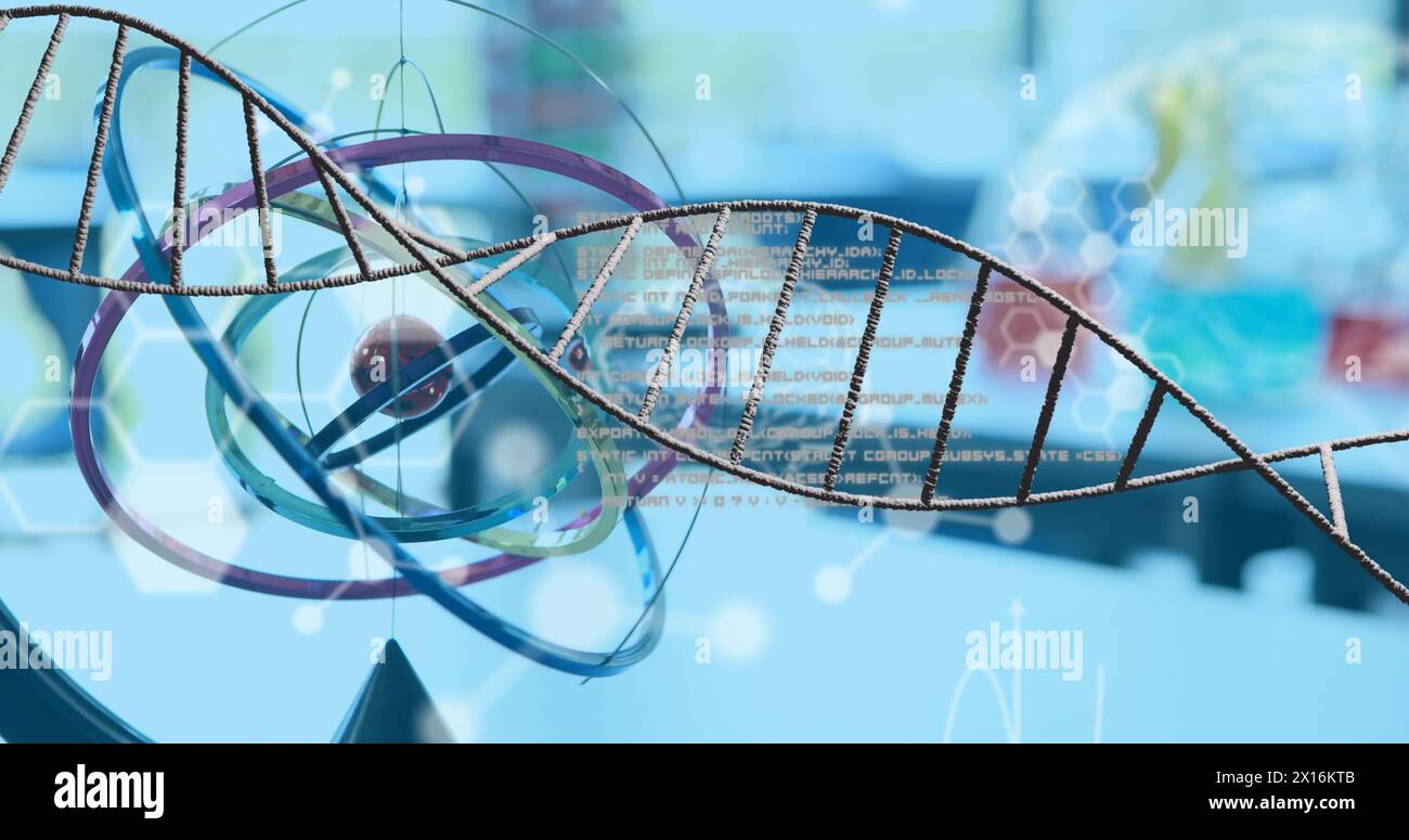Image of dna strand over lab Stock Photo - Alamy