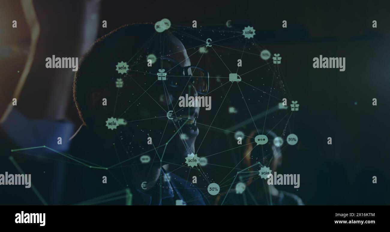 Image of data processing over diverse business people at meeting Stock ...