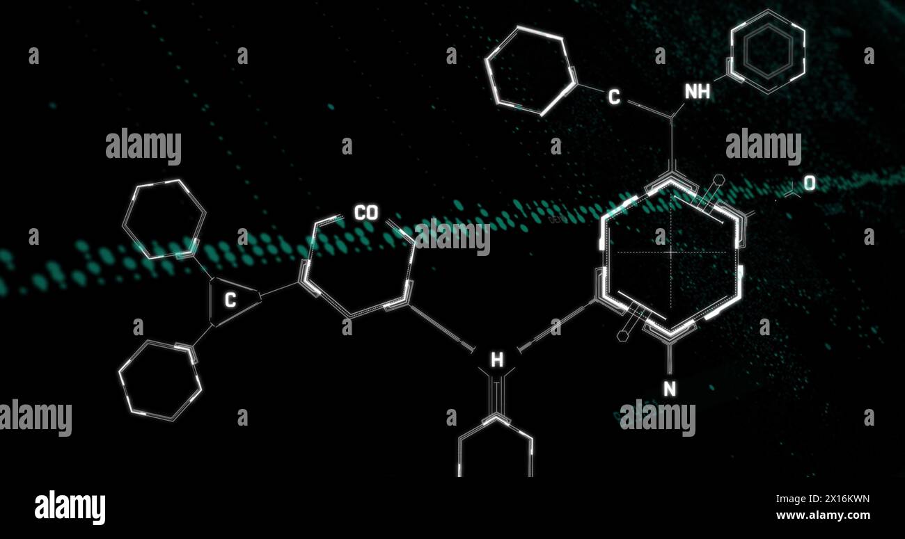 Image of graphs and chemical formulas on black background Stock Photo ...