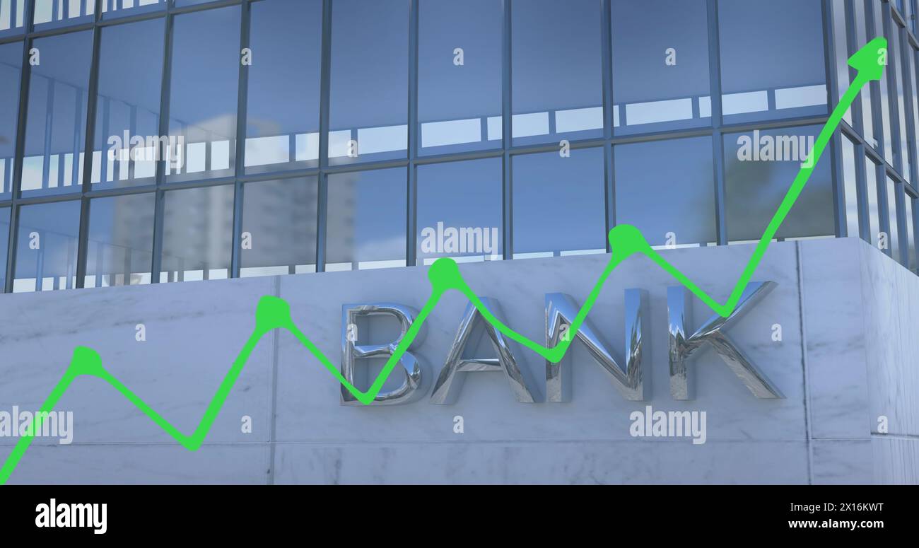Digital image of statistical data processing against bank building ... Digital image of statistical data processing against bank building ...