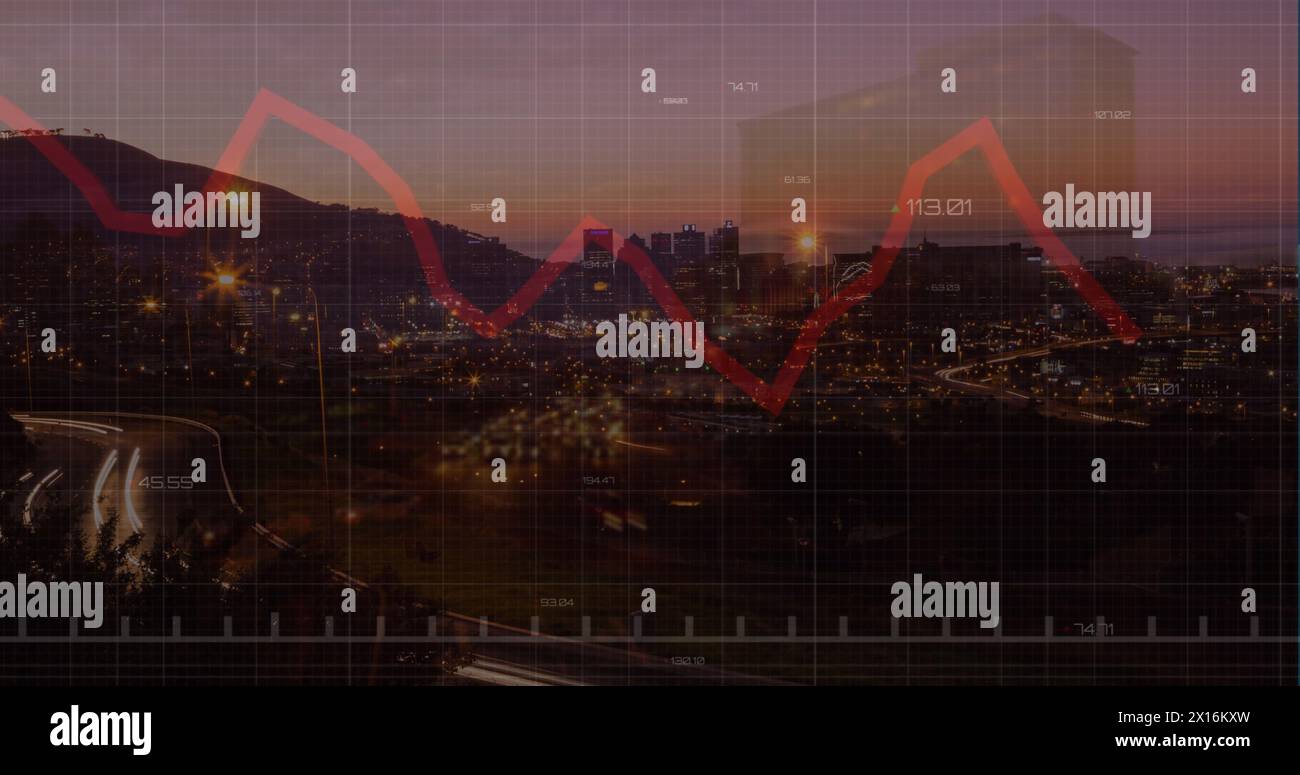 Animation financial graphs over road hi-res stock photography and ...