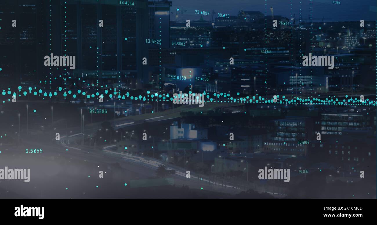 Image of data processing and blue lights over cyber attack warning Stock Photo - Alamy