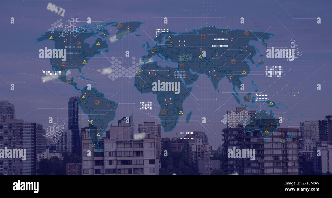 Image of data processing over cityscape Stock Photo - Alamy