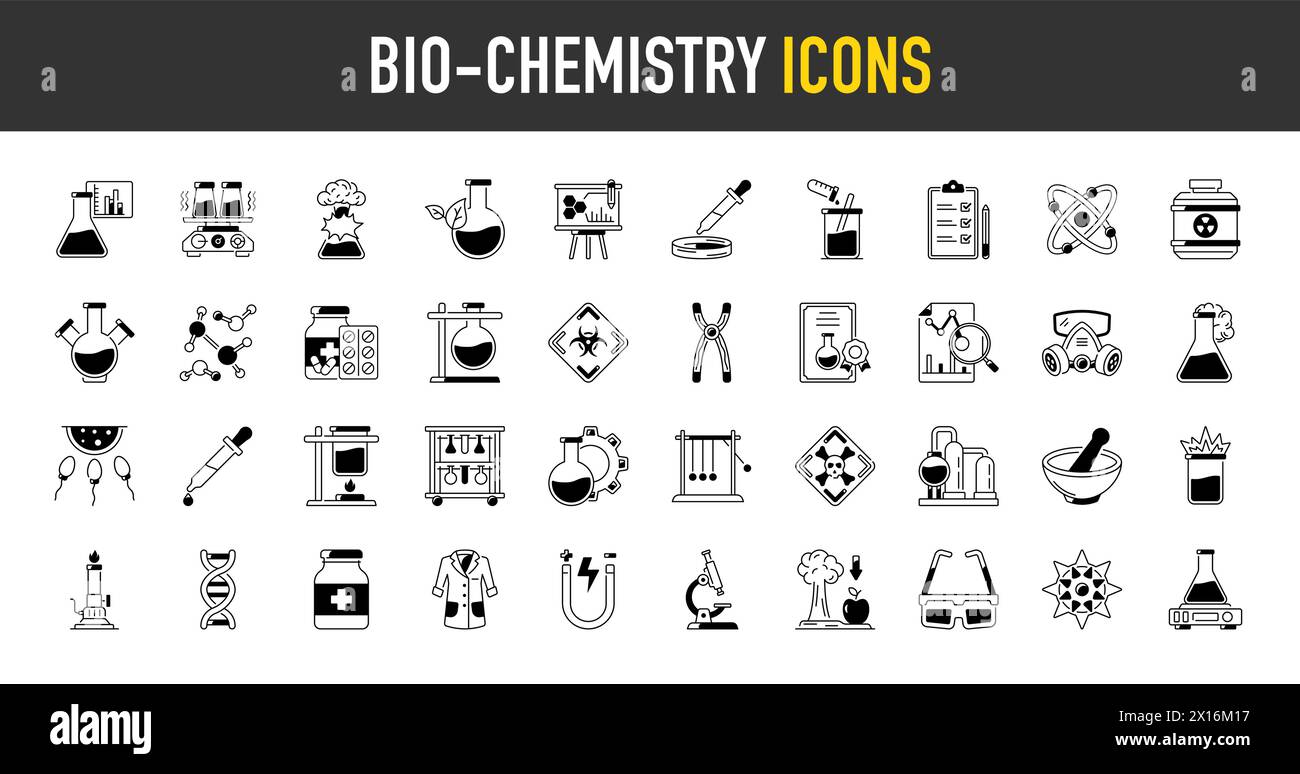 Set of biochemistry icons. Science, scientific activity elements - icon ...