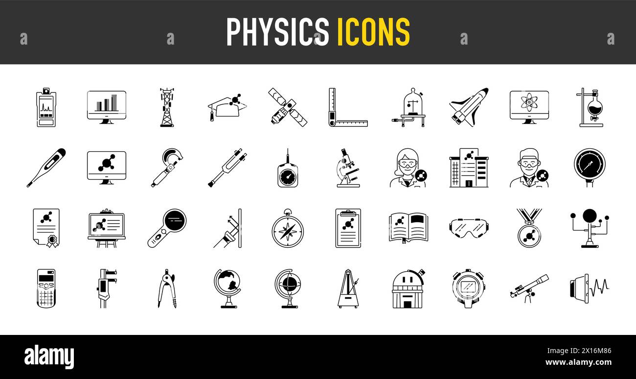 Set of physics icons. Thin style icons Pack. Vector Illustration Stock ...