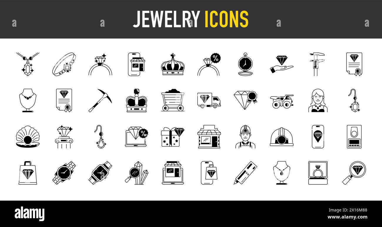 Simple Set of Jewelry Related Vector Icons. Contains such Icons as ...