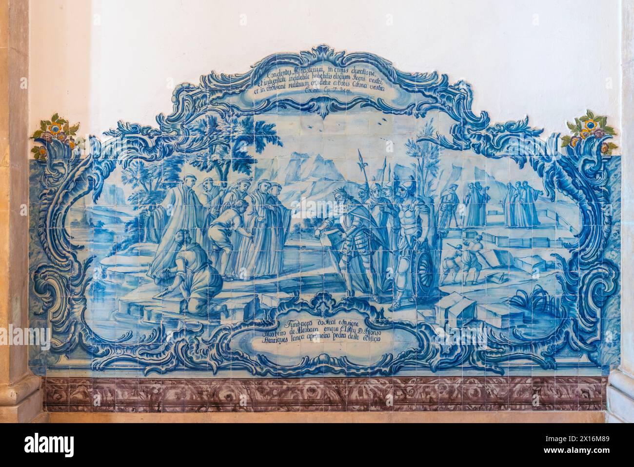 Painted tiles (Azulejo) on the wall inside the Kings Hall (Sala dos ...