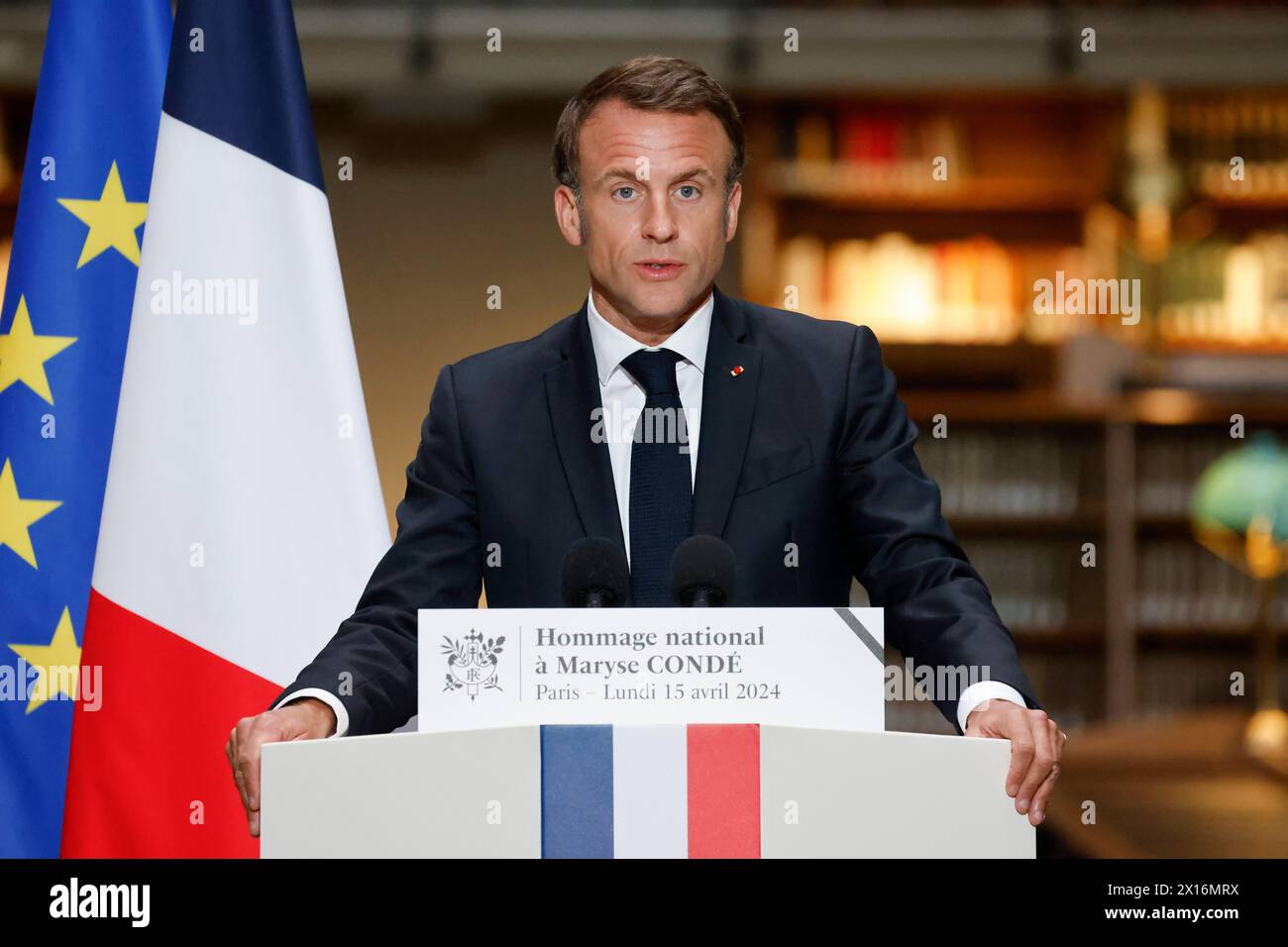 France's President Emmanuel Macron delivers a speech during a National ...