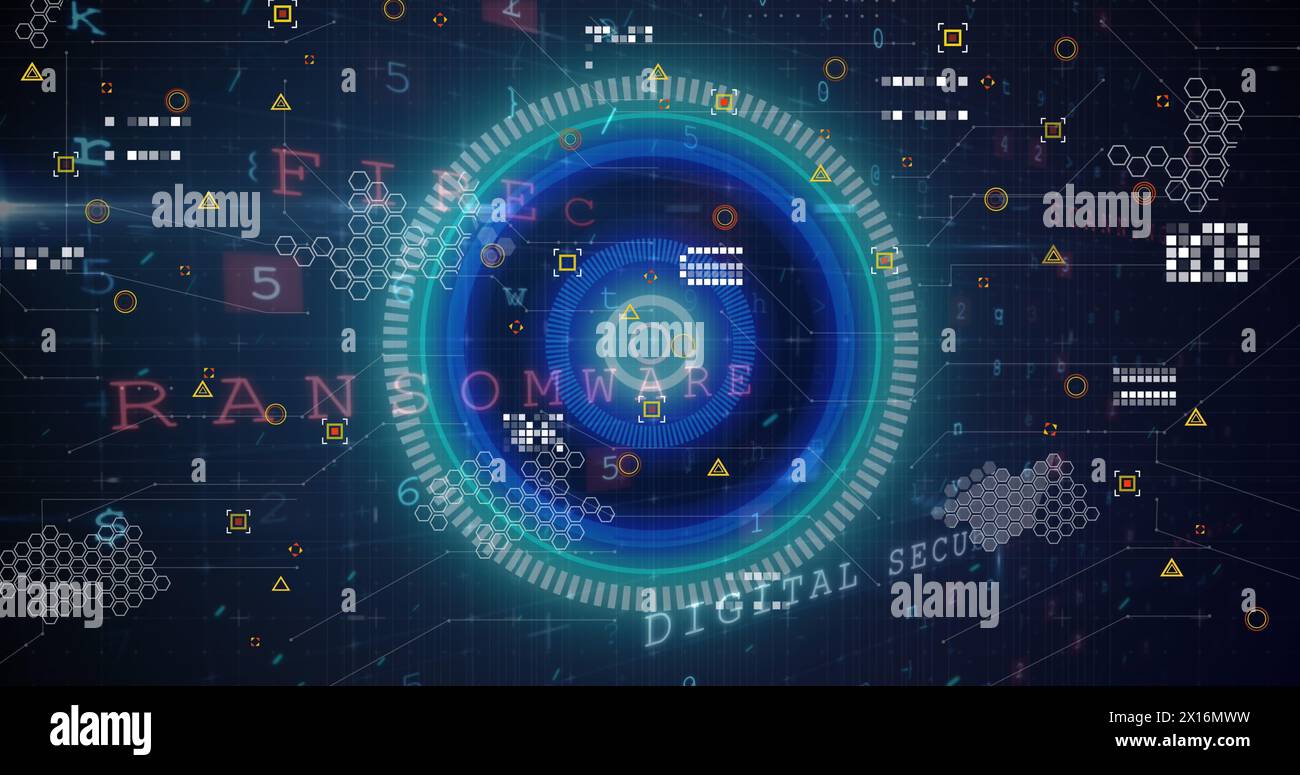 Image of digital interface with scan scoping over black background Stock Photo - Alamy