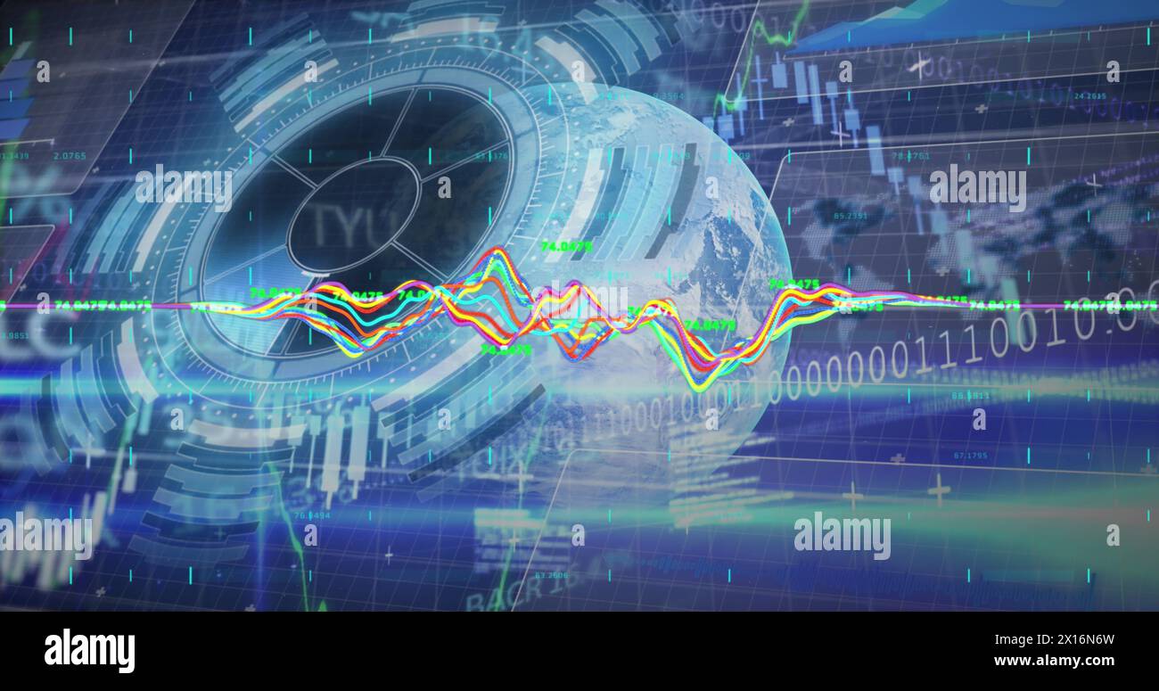 Animation data processing globe lights hi-res stock photography and images - Alamy