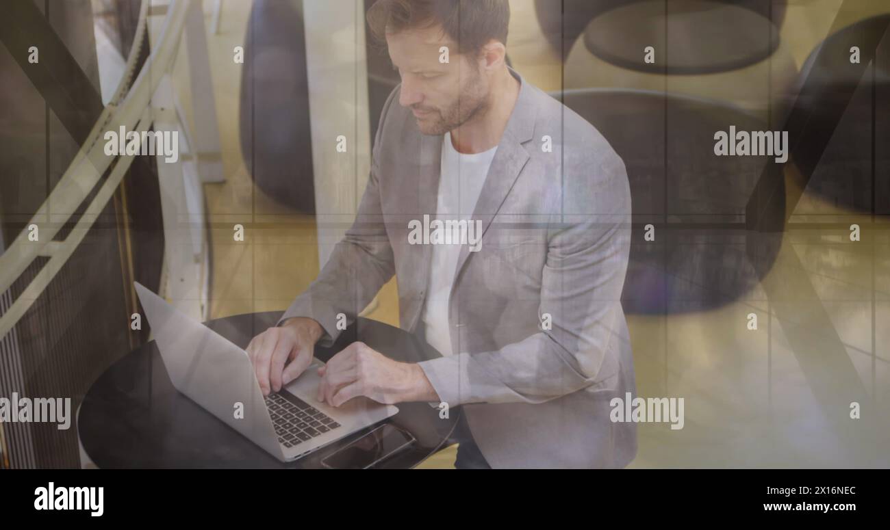 Animation business people using computer hi-res stock photography and ...