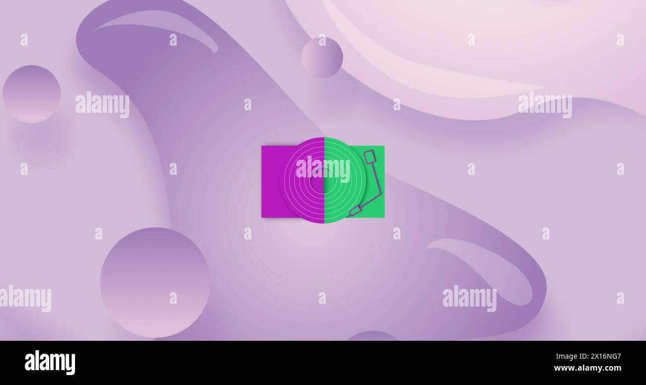 Image of icon over shapes on purple background Stock Photo - Alamy