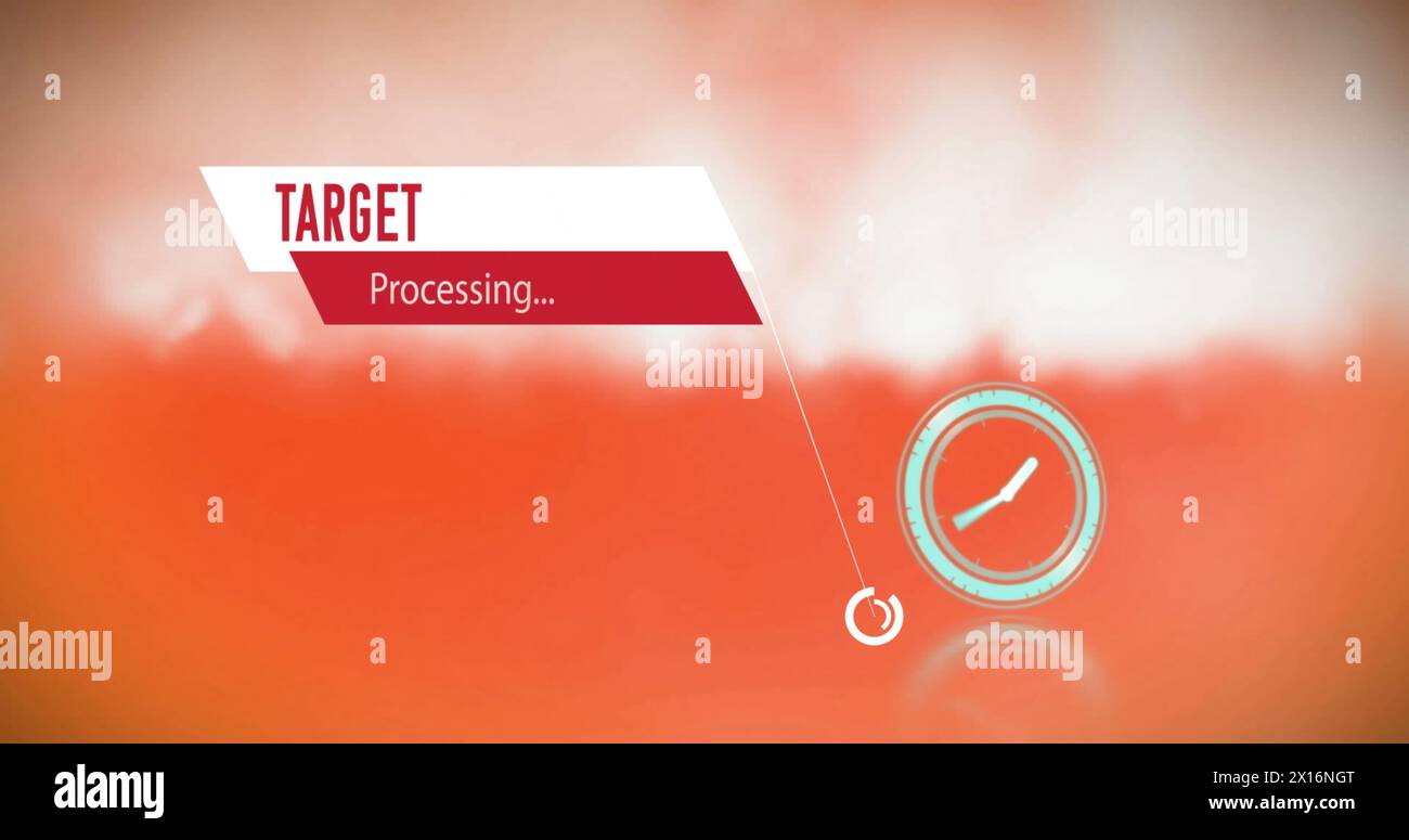 Digital image of neon digital clock ticking over smoke effect against ...