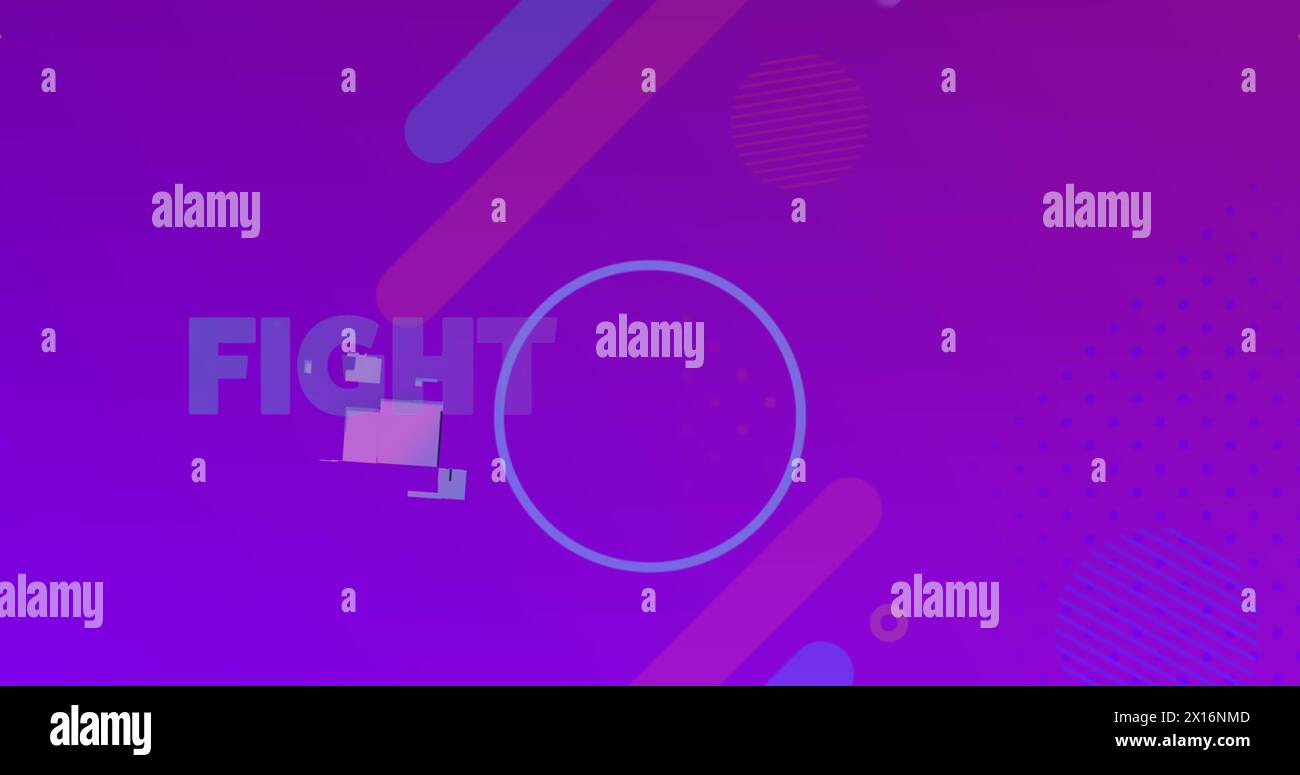 Image of fight text over shapes on purple background Stock Photo - Alamy