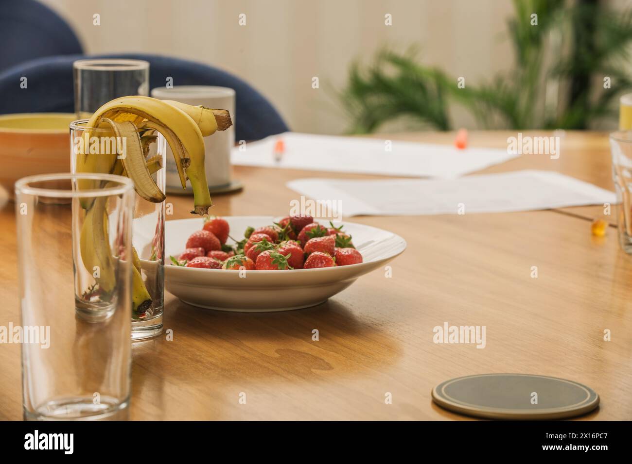 mess on office table after meeting Stock Photo - Alamy