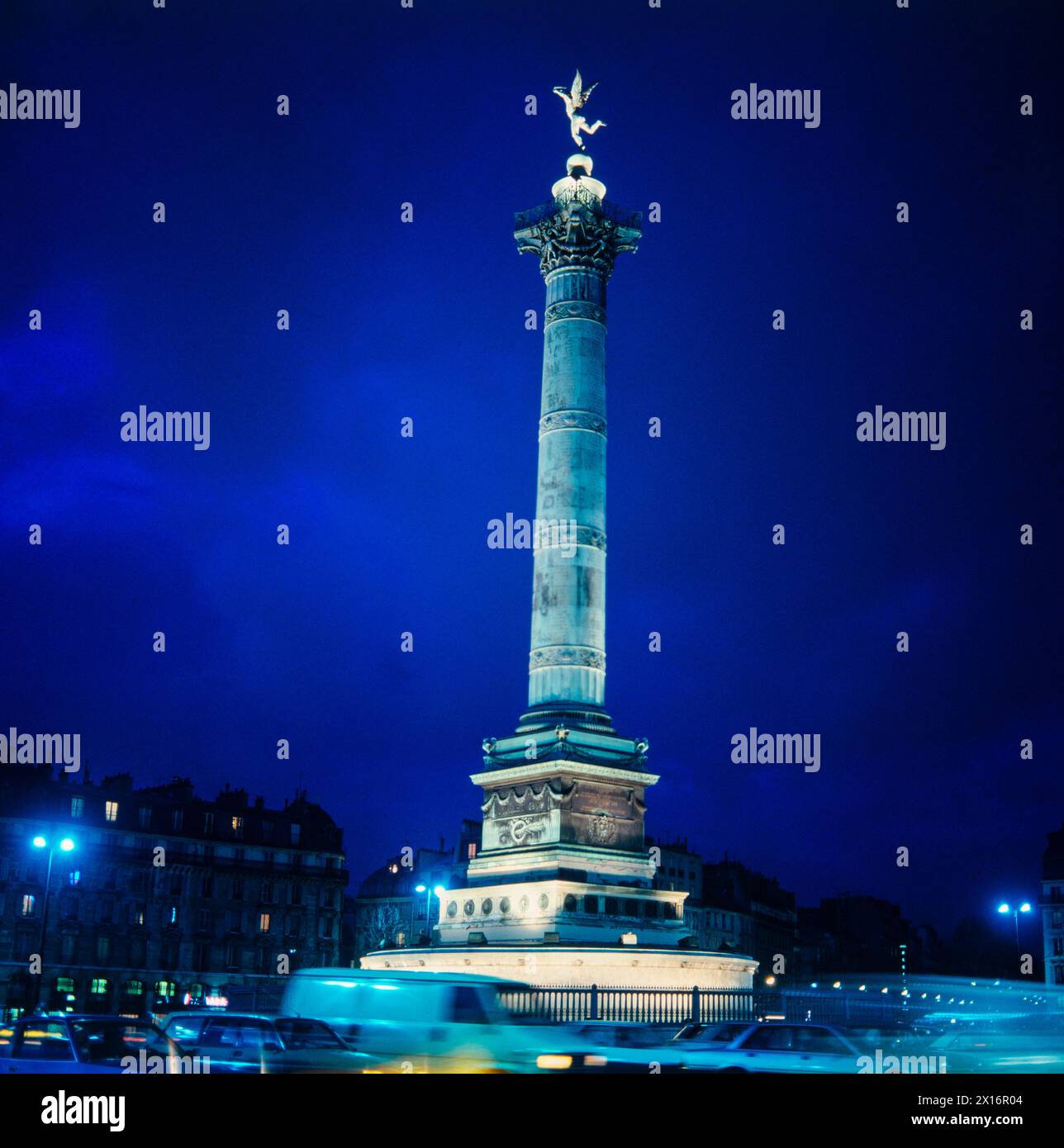 Colonne de Juillet (July Column) with the golden genius of liberty on ...