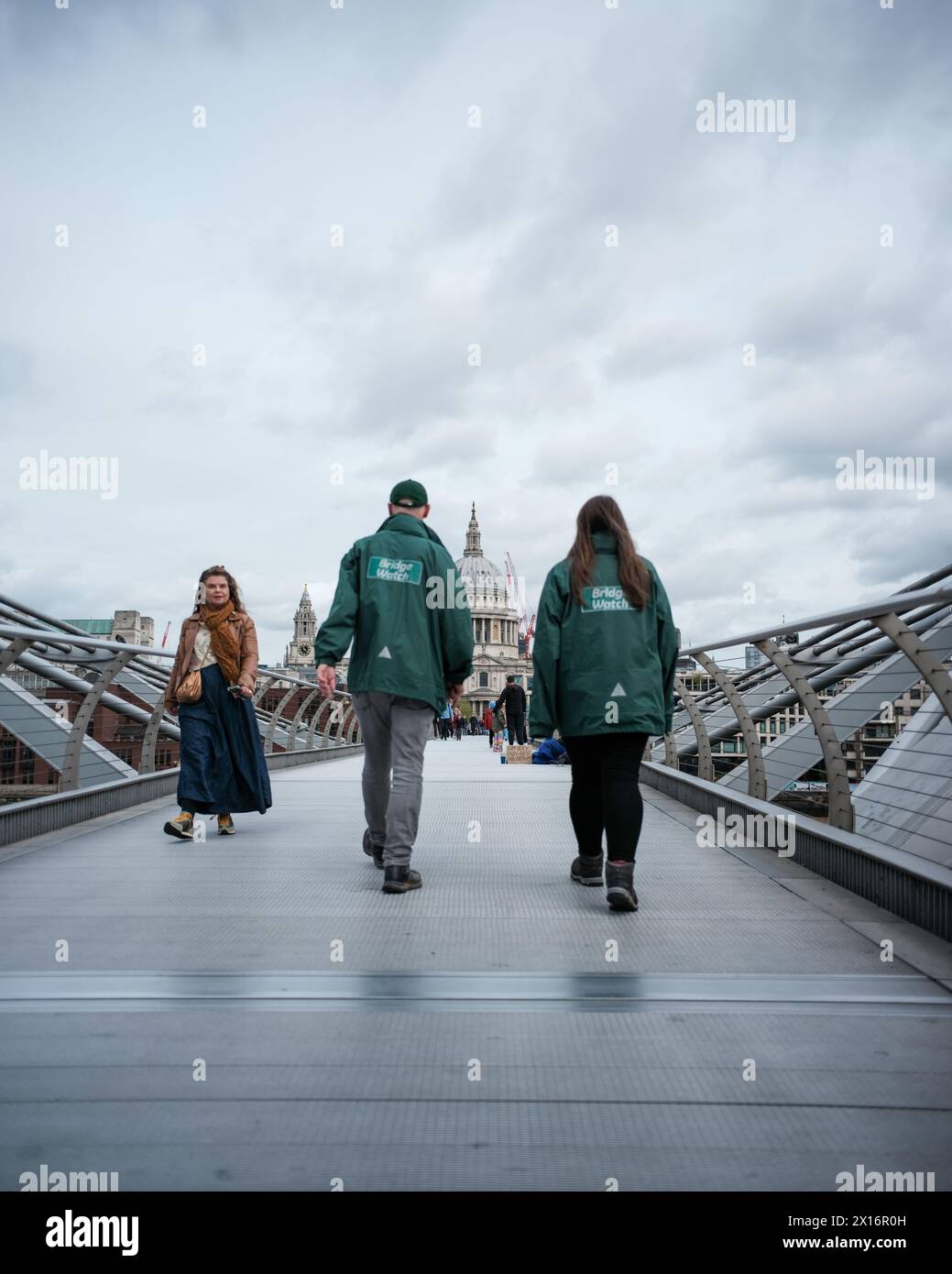 Members of Bridge Watch patroling one of Londons Bridges, on the watch ...