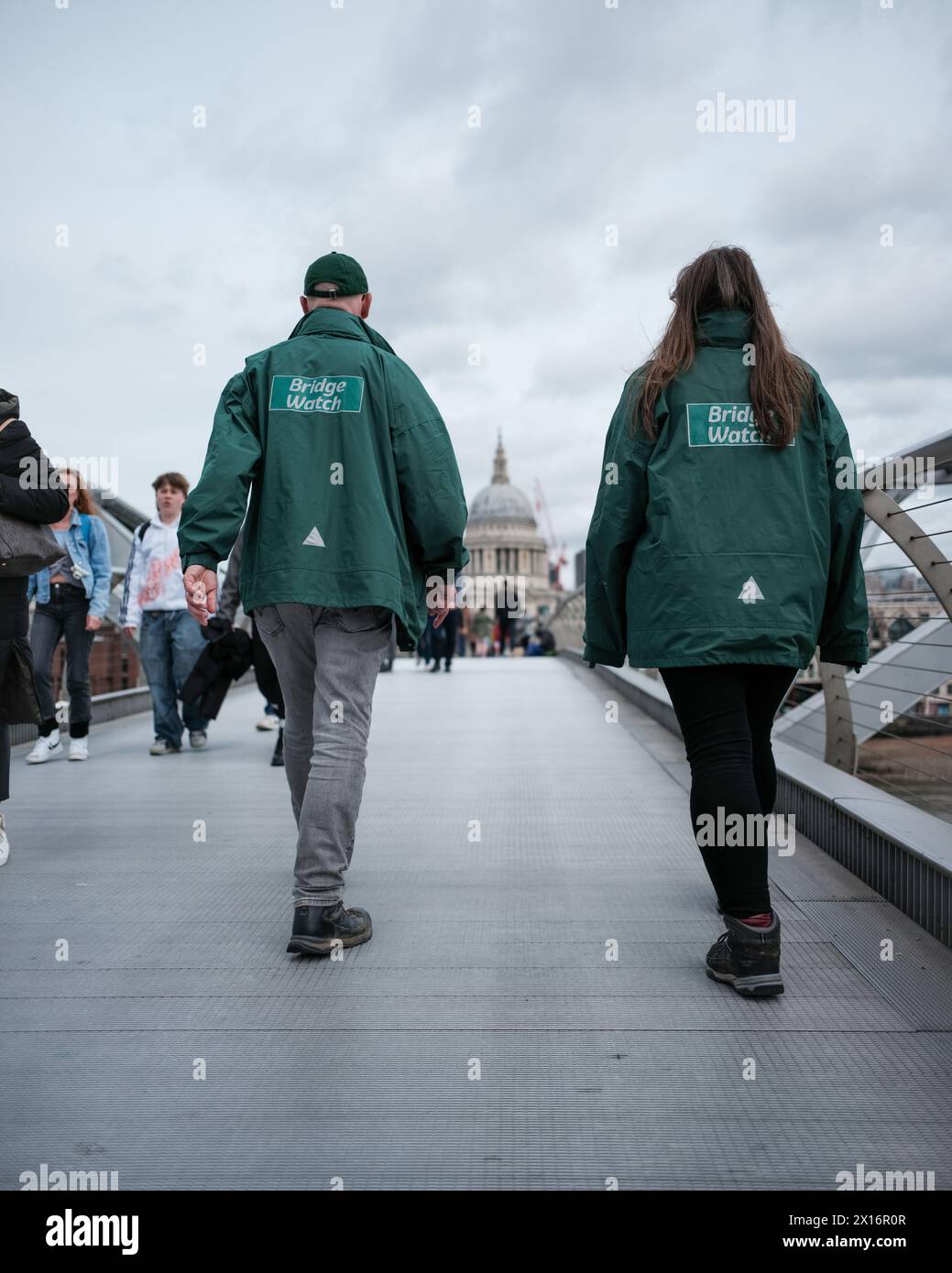 Members of Bridge Watch patroling one of Londons Bridges, on the watch ...
