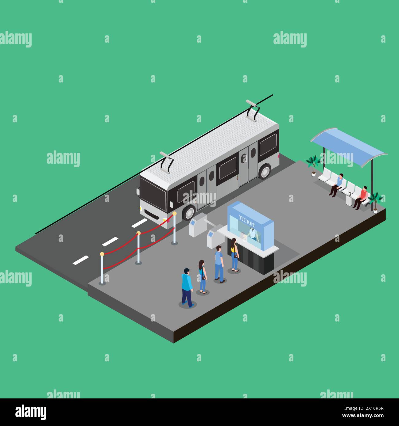 Electric bus stop isometric 3d vector concepts Stock Vector Image & Art ...