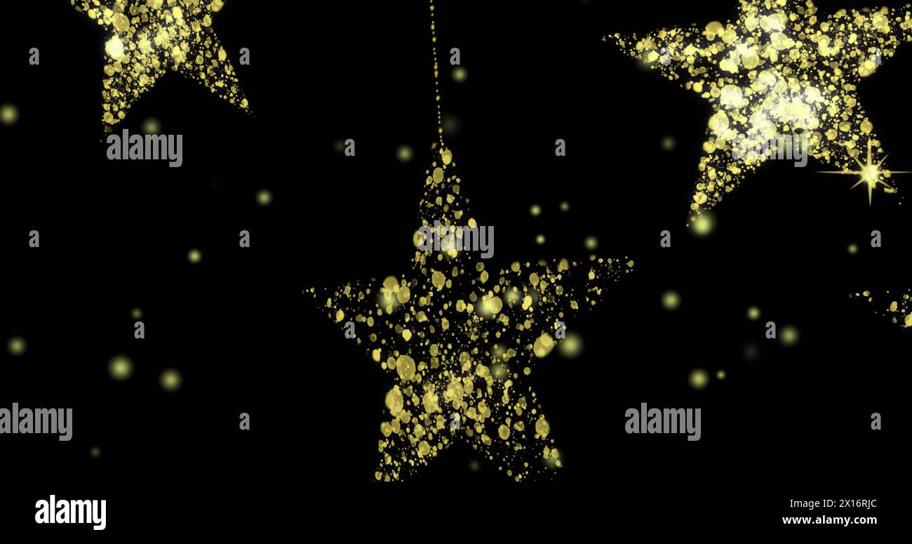 Animation golden stars over merry hi-res stock photography and images ...