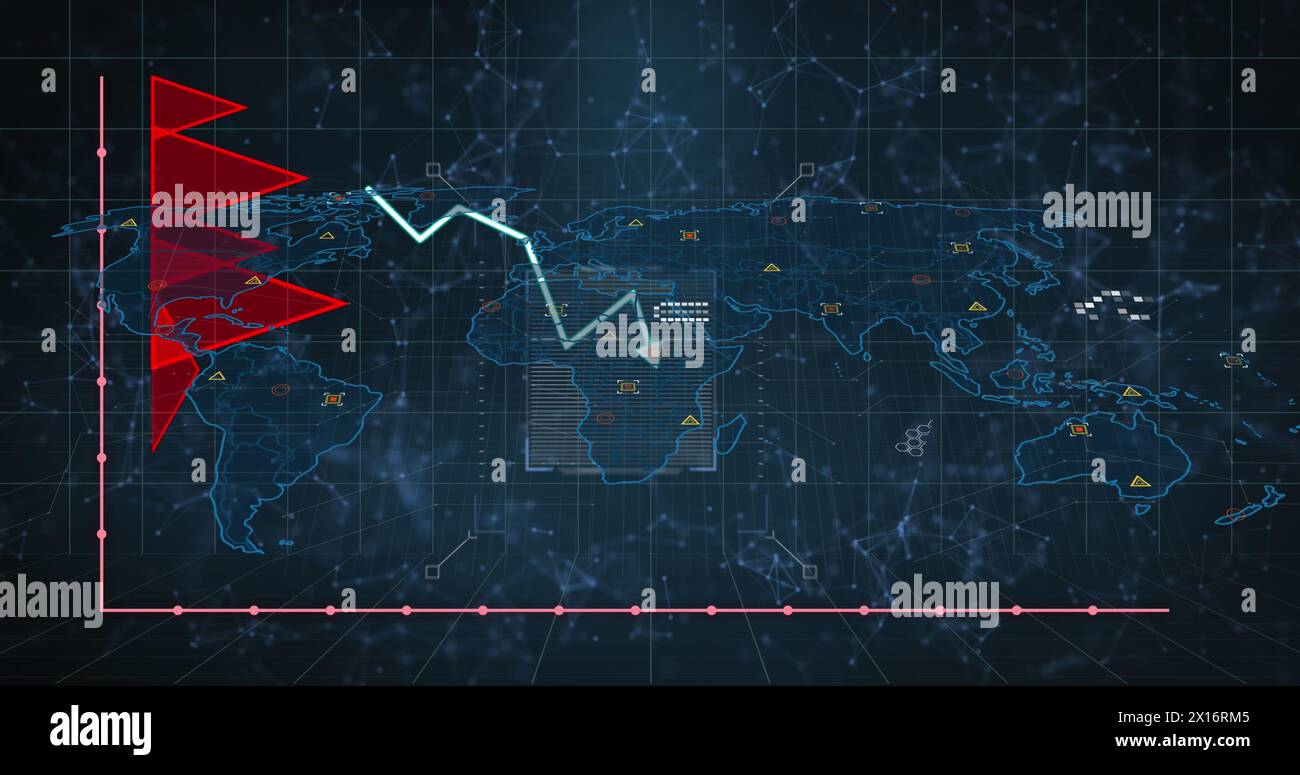 Image of data processing over world map on transparent background Stock ...